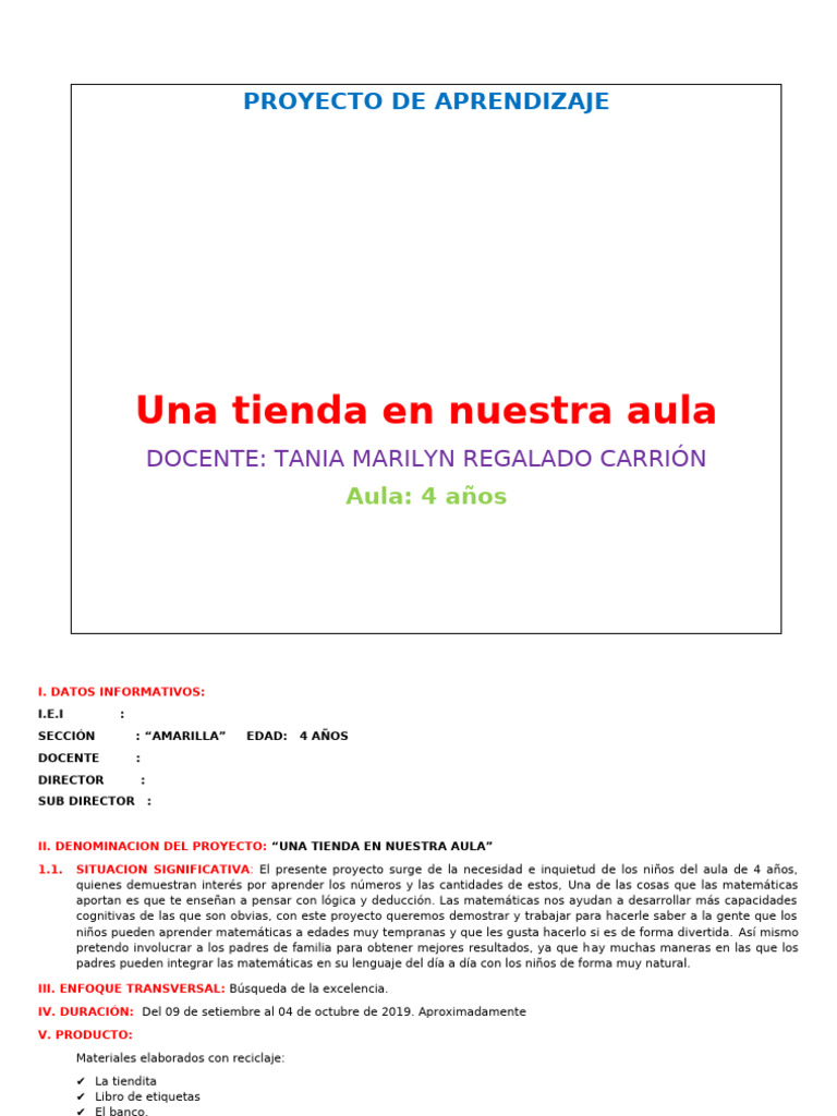 Proyecto La Tienda-4 | PDF | Aprendizaje | Comunicación no verbal
