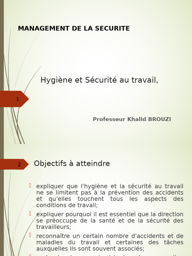 Hygiène et sécurité au travail : enjeux clés | PDF | Risque | Sécurité