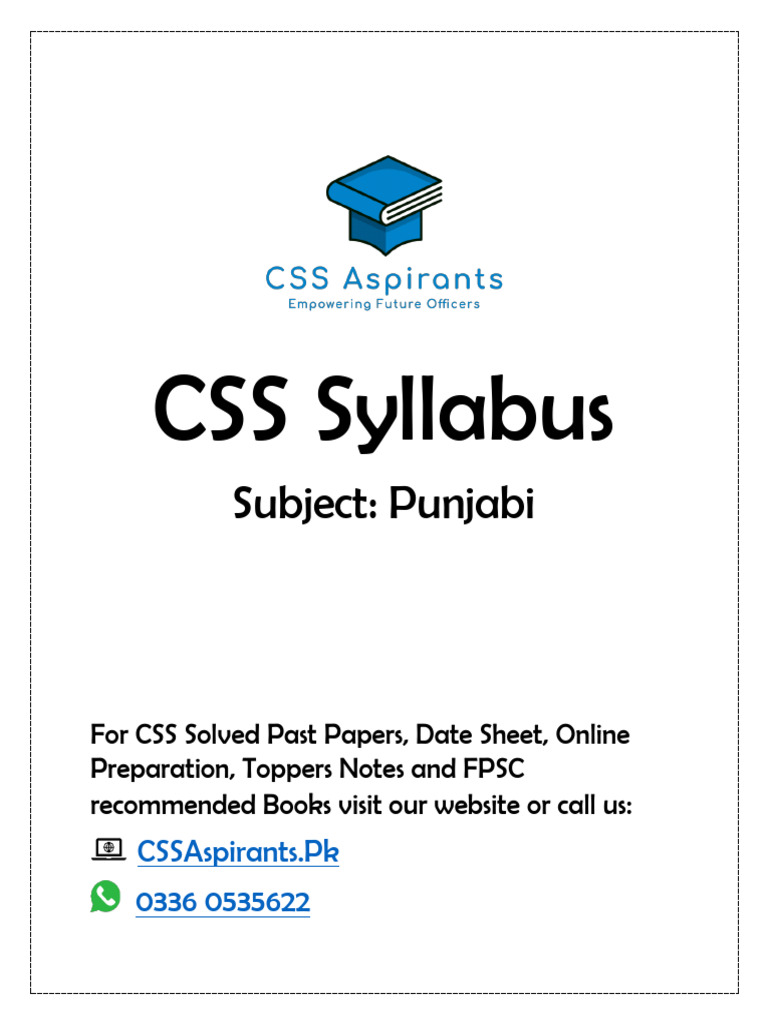 Punjabi Css Syllabus Pdf
