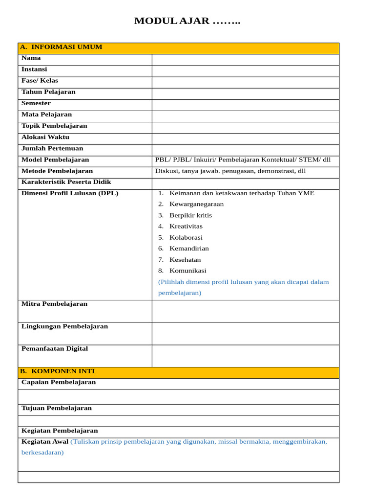 Template Modul Ajar Deep Learning | PDF