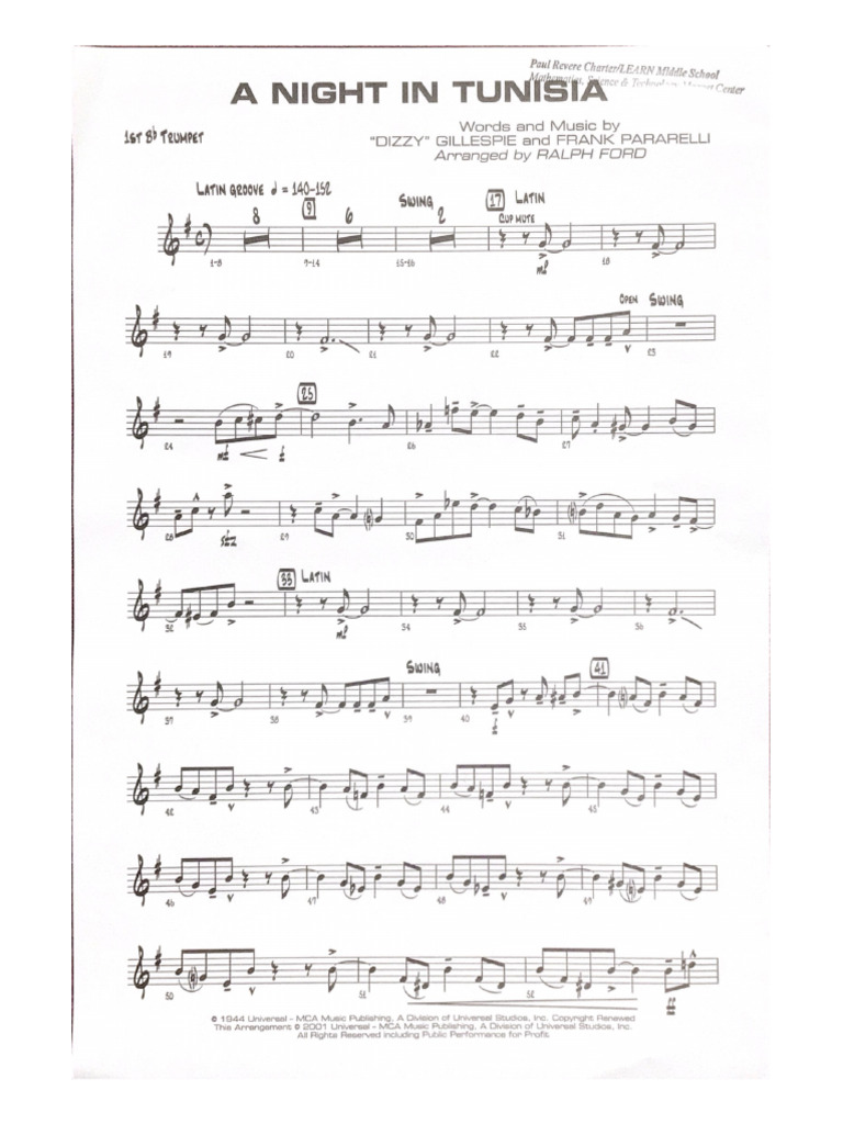 A+Night+in+Tunisia+ +Tpt.+1 | PDF