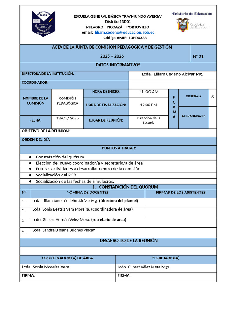 ACTAS 2025-2026 | PDF