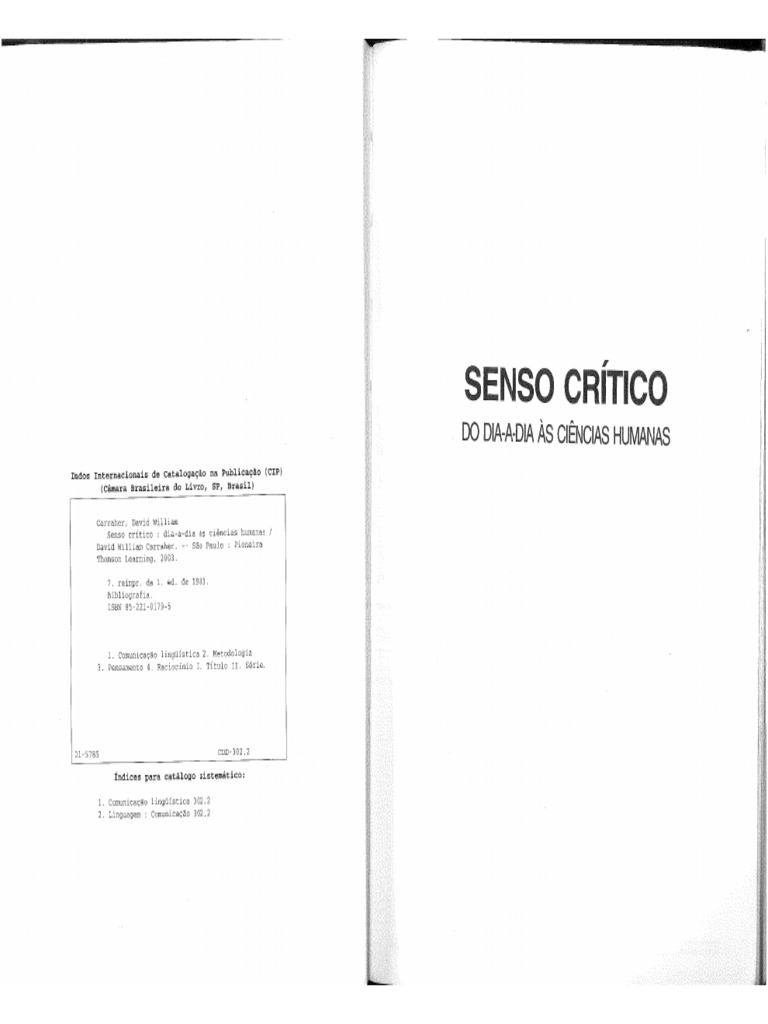 Senso Critico (Carraher) Intro Cap1 | PDF