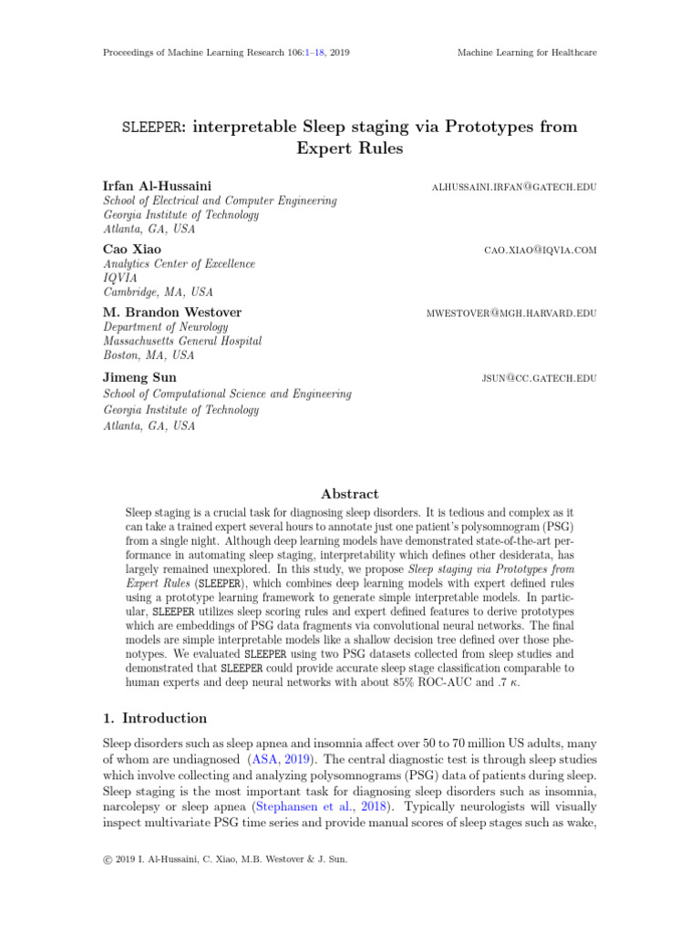 82-SLEEPER Interpretable Sleep Staging Via Prototypes From | PDF | Deep Learning | Sleep