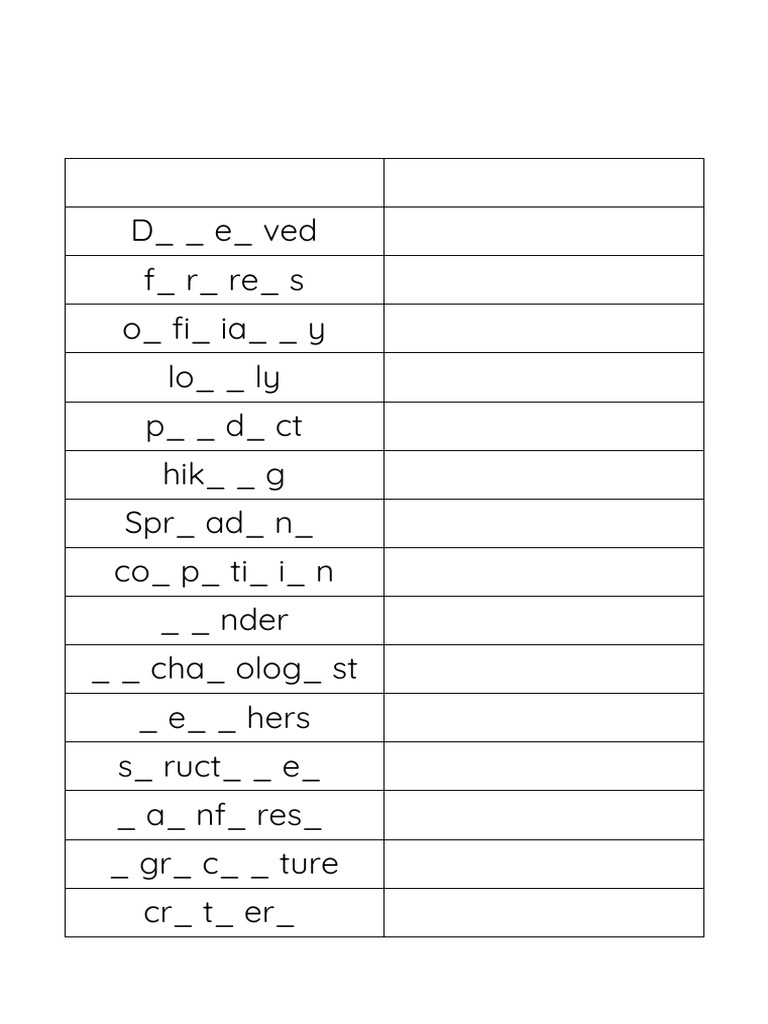 Missing Letter Worksheet with Answers | PDF