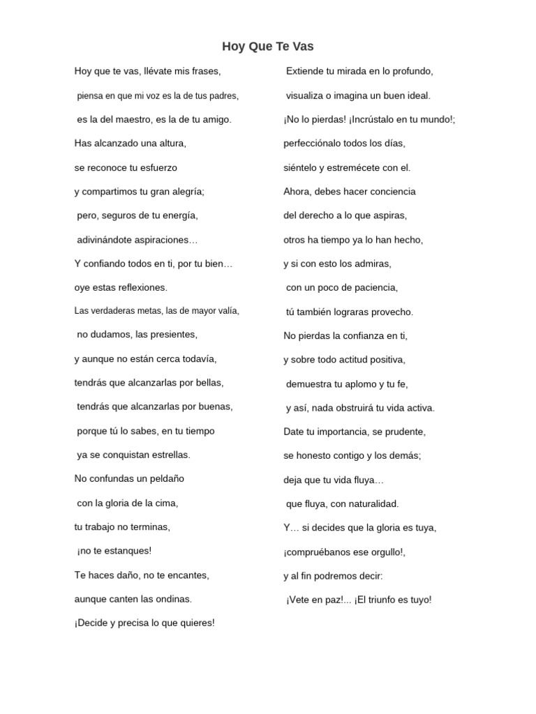 POESIA Hoy Que Te Vas | PDF