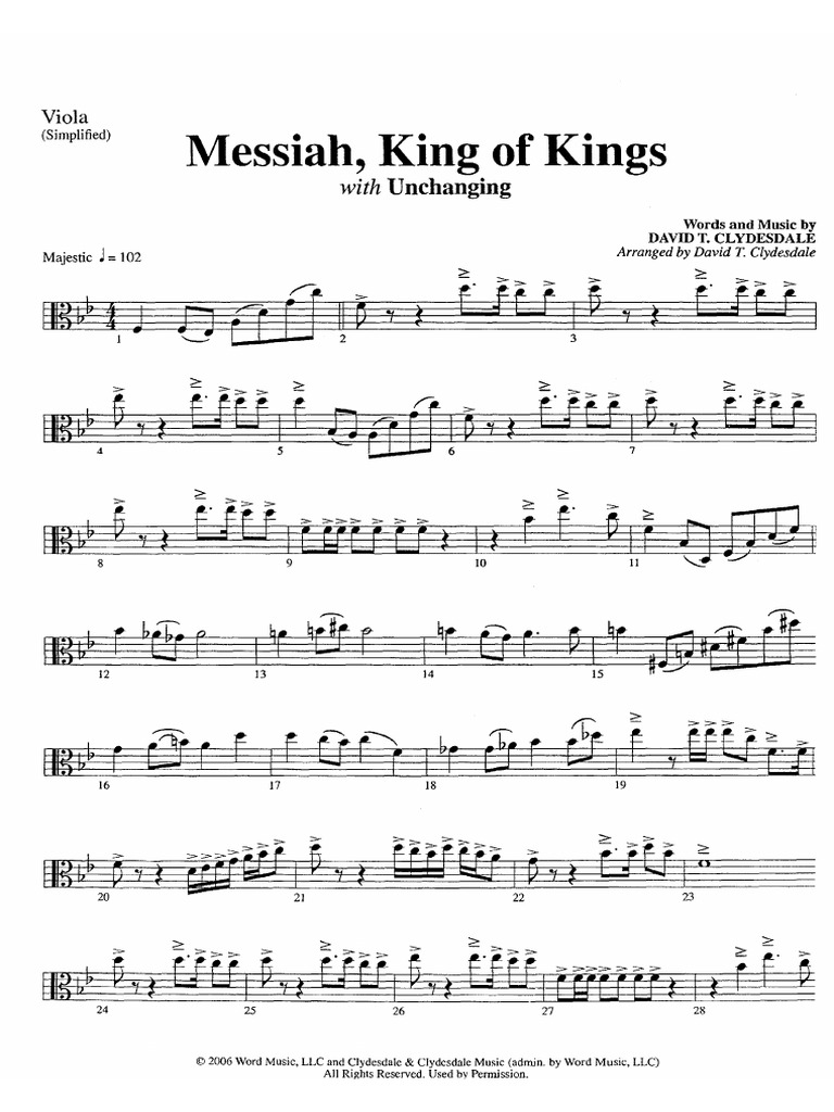 Messiah, King of Kings - Viola (Simplified) | PDF