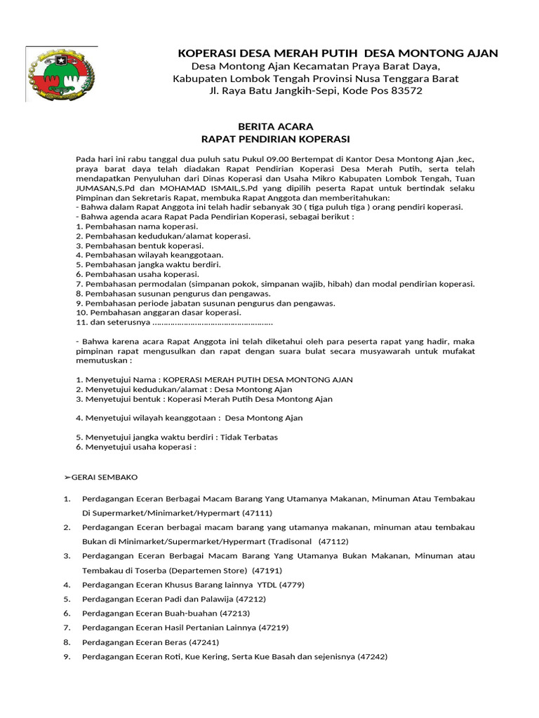 Draf Ba Kopdeskel Merah Putih Montong Ajan | PDF