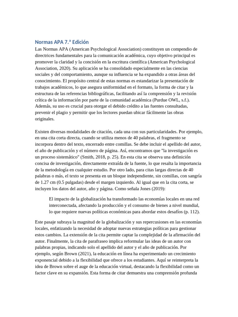 Guía de Normas APA 7.ª Edición | PDF | Estilo apa