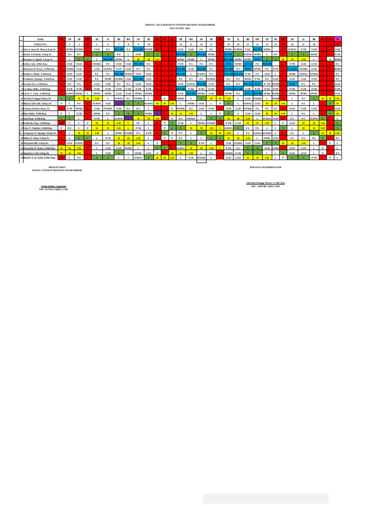 Jadwal Ugd PKM Weekombak Bulan Mei, Juni 2025 | PDF