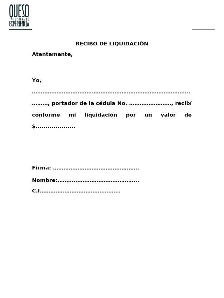 Ejemplo de Recibo de Liquidación | PDF