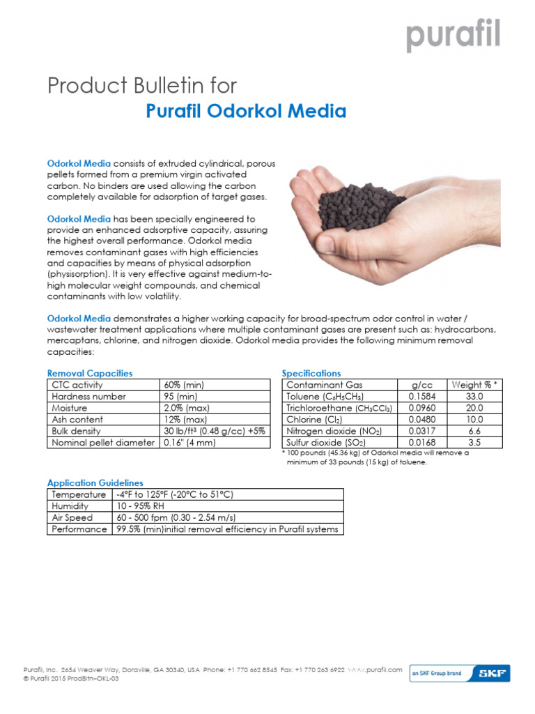 Purafil Odorkol Media Bulletin | PDF | Chlorine | Adsorption