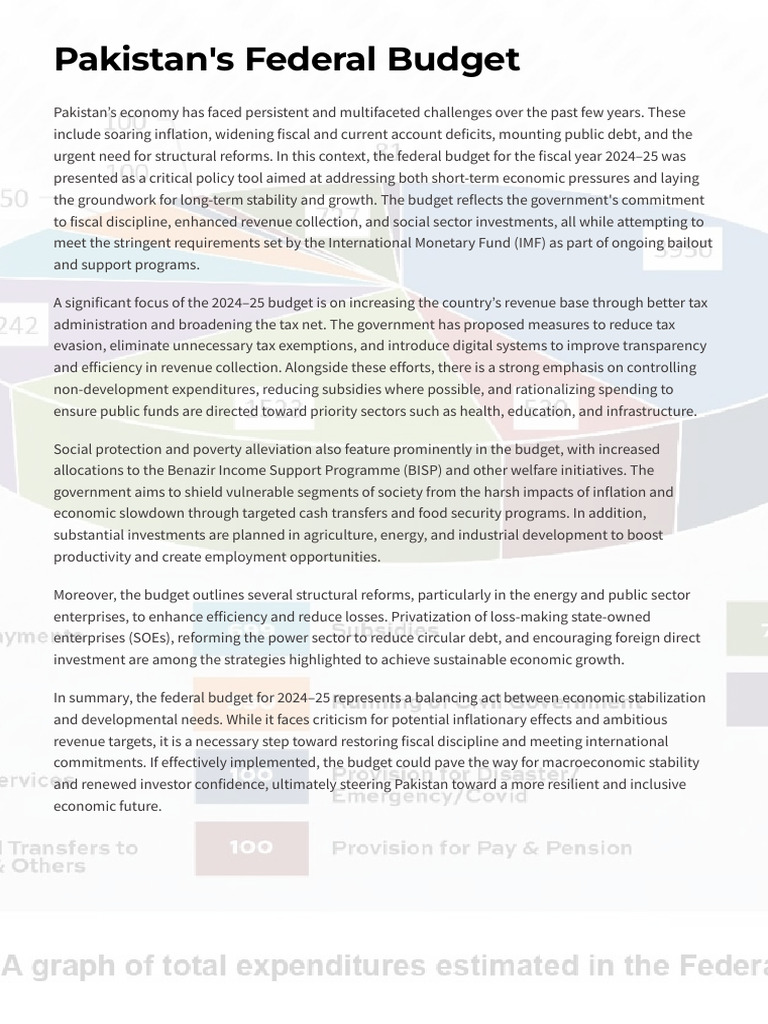 Pakistans Federal Budget | PDF | Taxes | United States Federal Budget