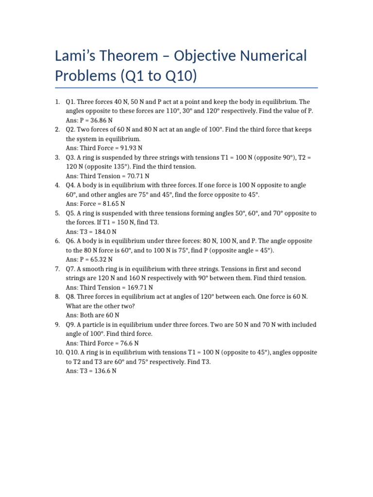 Lamis Theorem Q1 To Q10 | PDF
