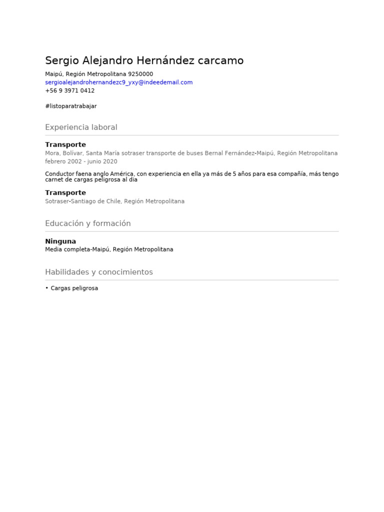 Resume Sergio Alejandro Hernándezcarcamo | PDF