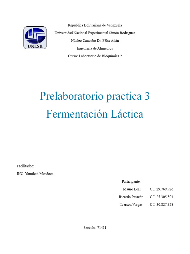 Fermentación Láctica: Proceso y Análisis | PDF | Fermentación | Ácido ...
