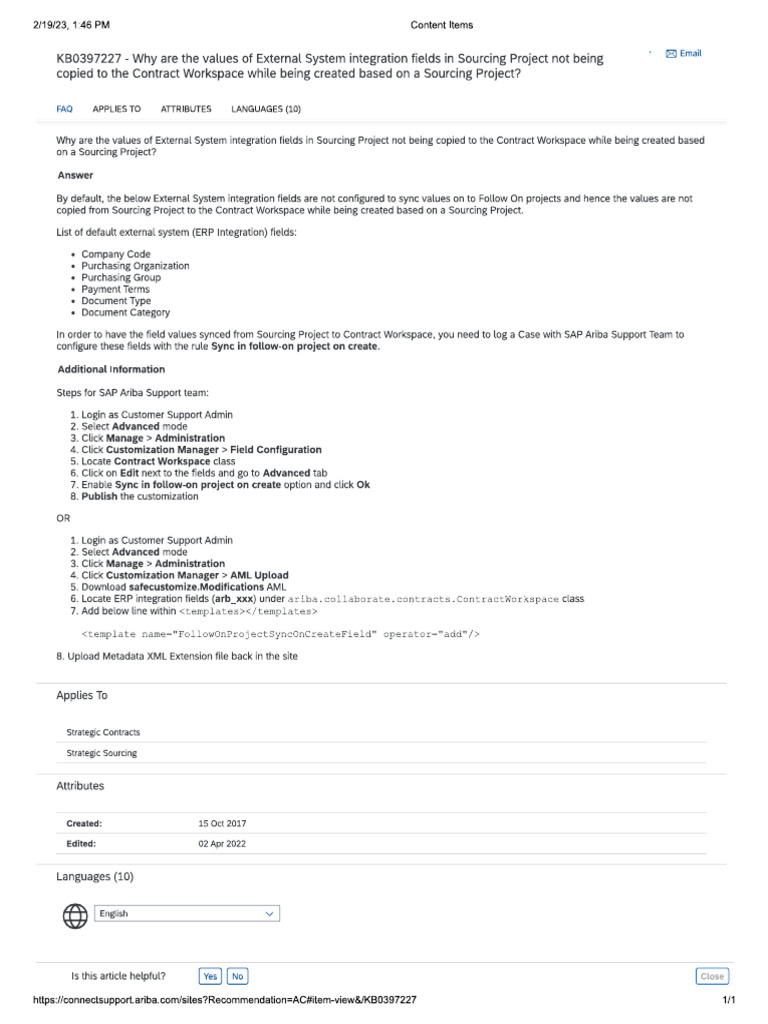 Sync in Follow-On Project On Create Contract | PDF