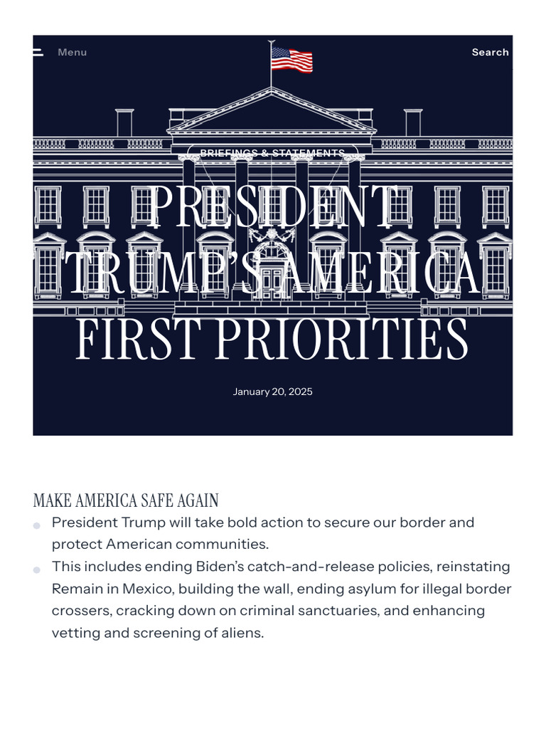 President Trump's America First Priorities – the White House | PDF ...