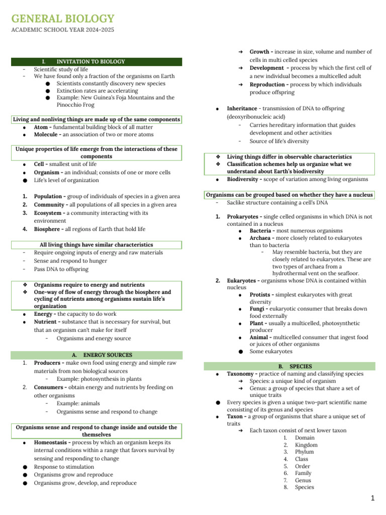 Introduction to General Biology Concepts | PDF | Cell Membrane | Cell ...