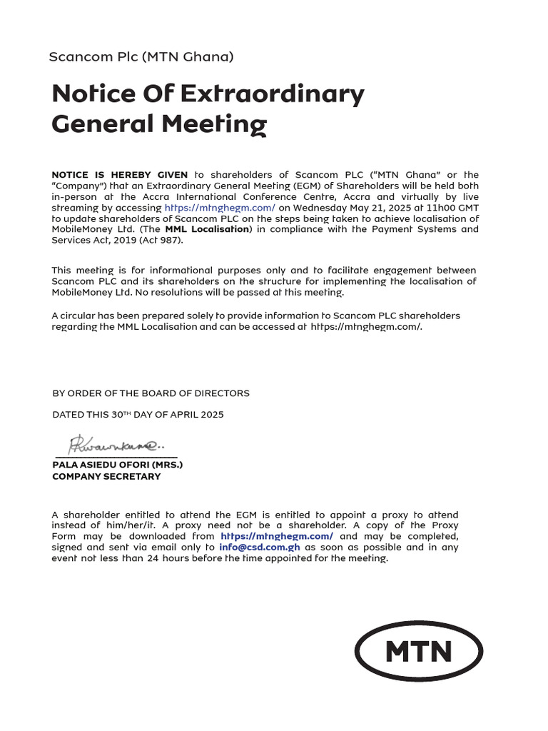 2025 EGM Notice Final Published Signed | PDF