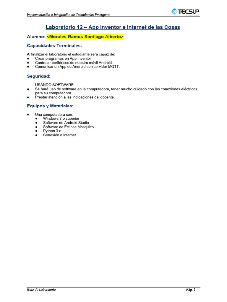 Lab12 - Morales - App Inventor e Internet de Las Cosas | PDF | Aplicación movil | Software de la ...