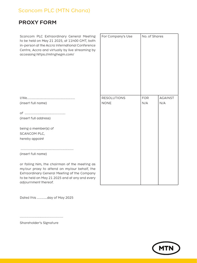 Egm Proxy Form | PDF