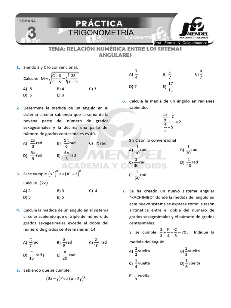 Práctica Sistemas de Medición Angular II 2025-24162154791 | PDF | Rotación | Unidades de medida