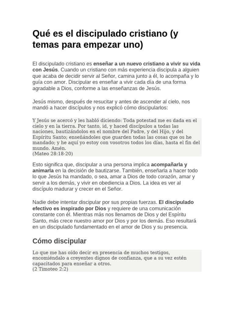 Qué Es El Discipulado Cristiano | PDF | Amor | Cristo (título)