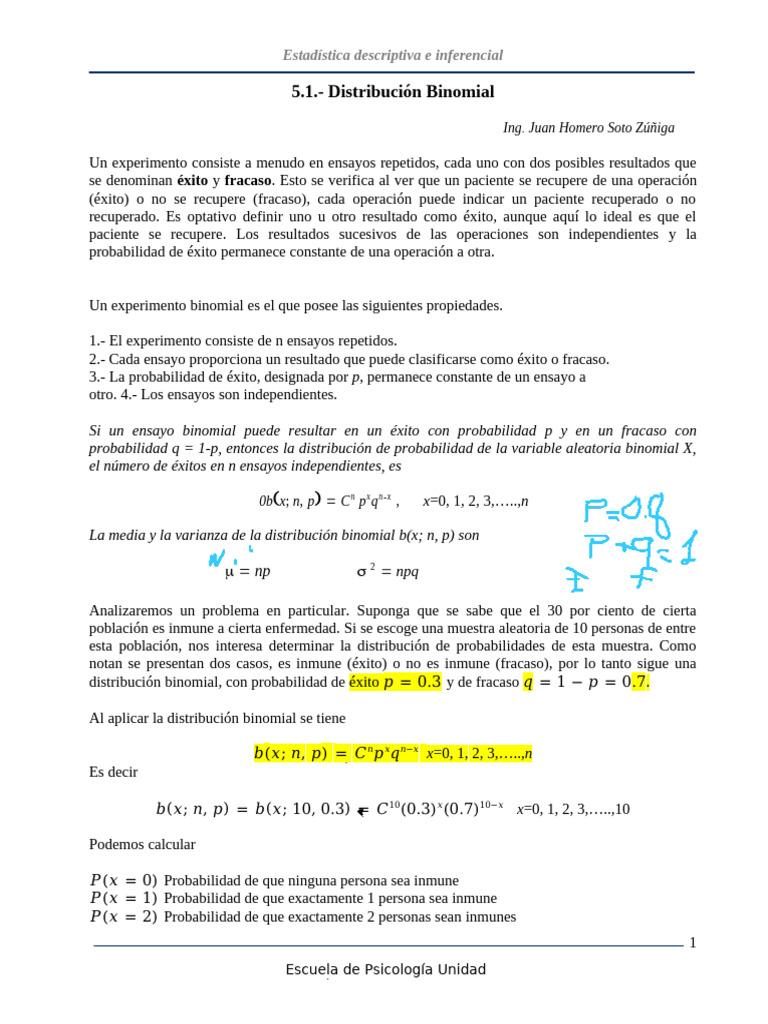5.1 Distribución Binomial | PDF | Probabilidad | Matemáticas
