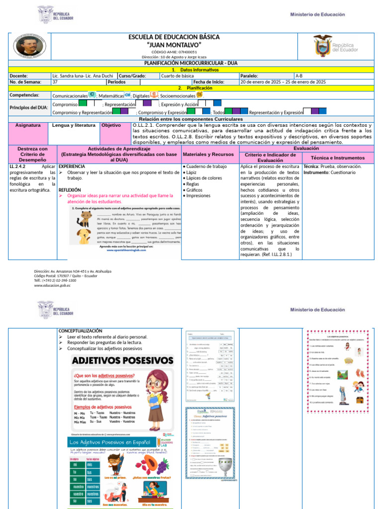 Planificaciòn Cuarto - Semana 37 | PDF | Aprendizaje | Hora