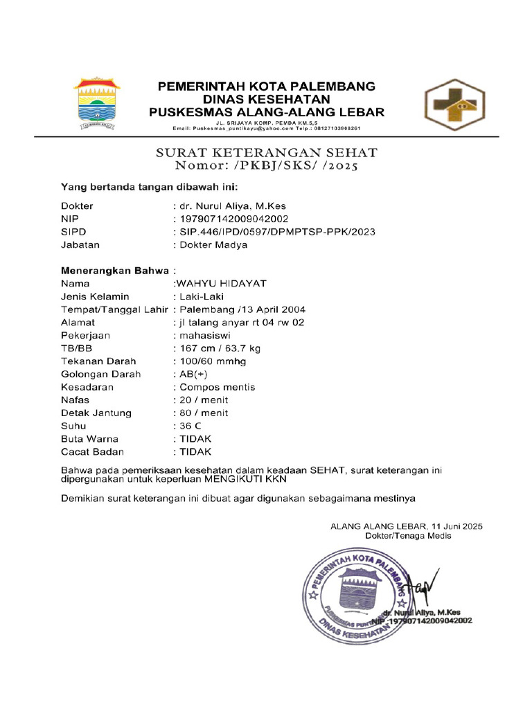 Surat Sehat | PDF