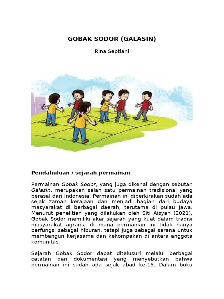 Permainan Tradisional Gobak Sodor Galasin | PDF