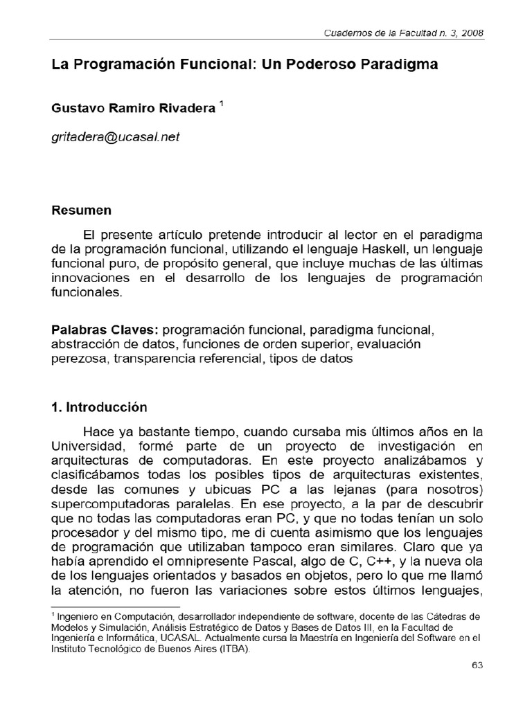Vista de La Programación Funcional - Un Poderoso Paradigma | PDF