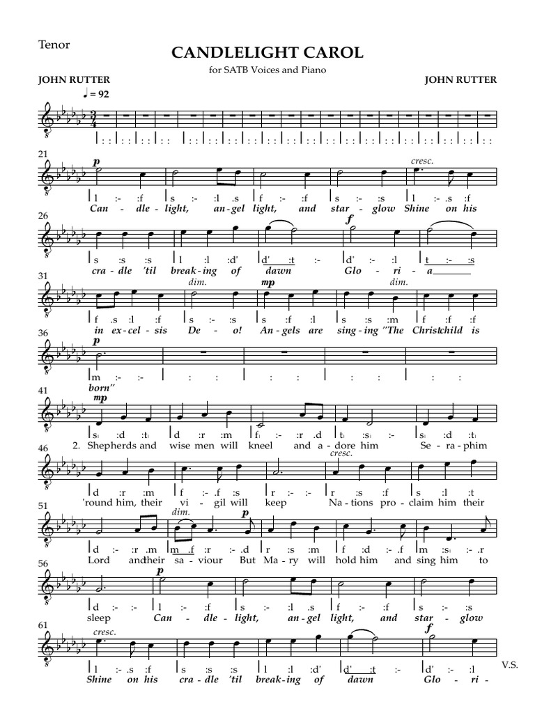 Chant de Noël : "Candlelight Carol" | PDF