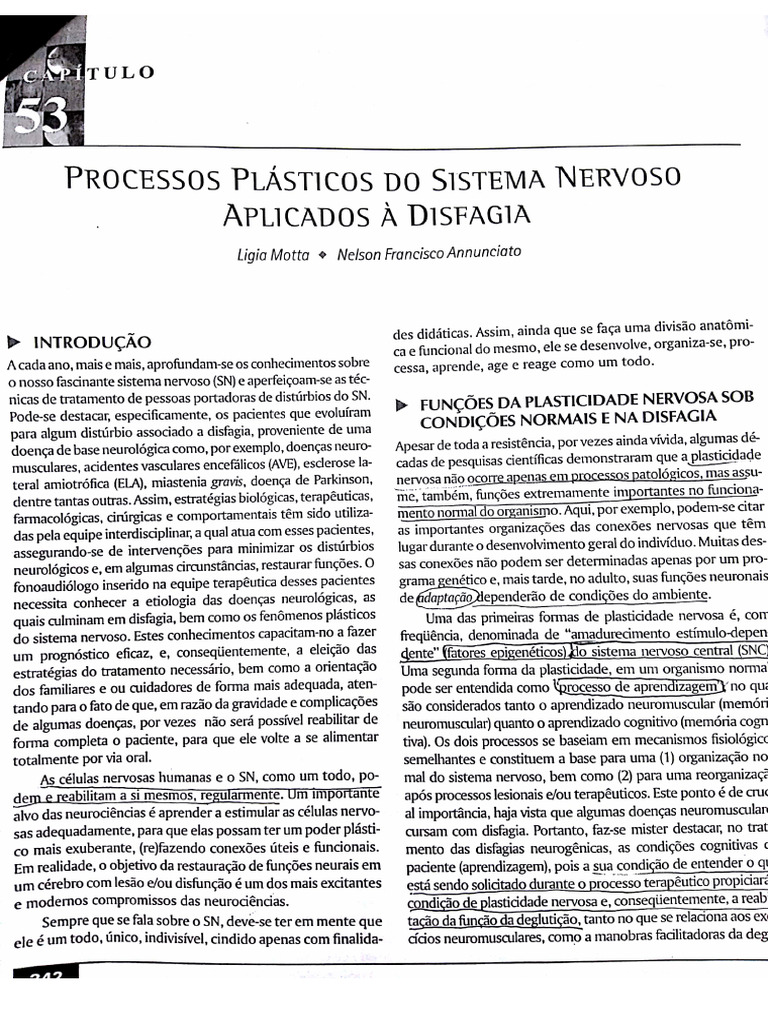 Capitulo - Processos Plasticos Na Disfagia | PDF