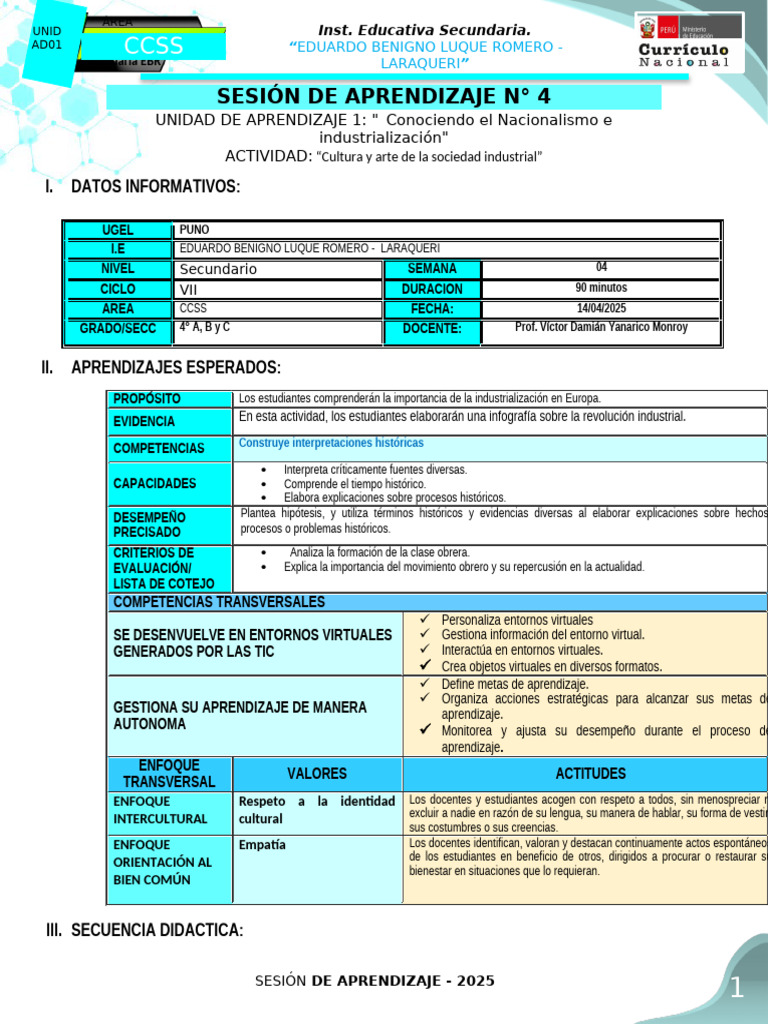2 Sesion CCSS 4° Sec-Semana 04 | PDF | Charles Darwin | Aprendizaje