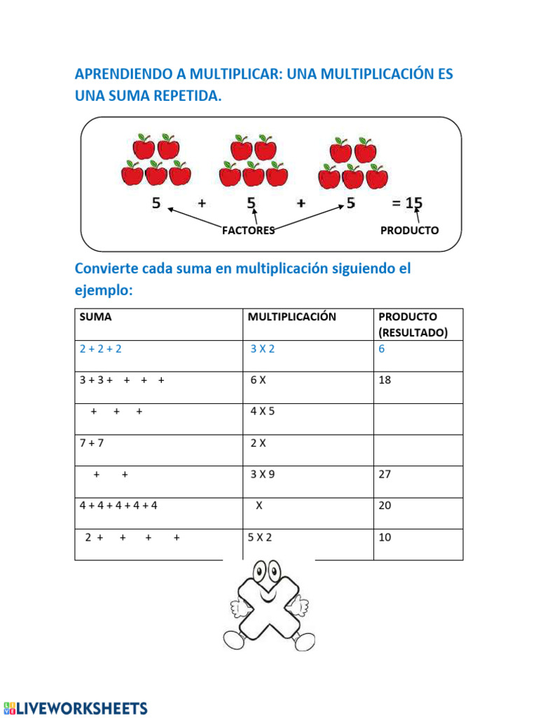 Aprendiendo A Multiplicar: Una Multiplicación Es Una Suma Repetida | PDF