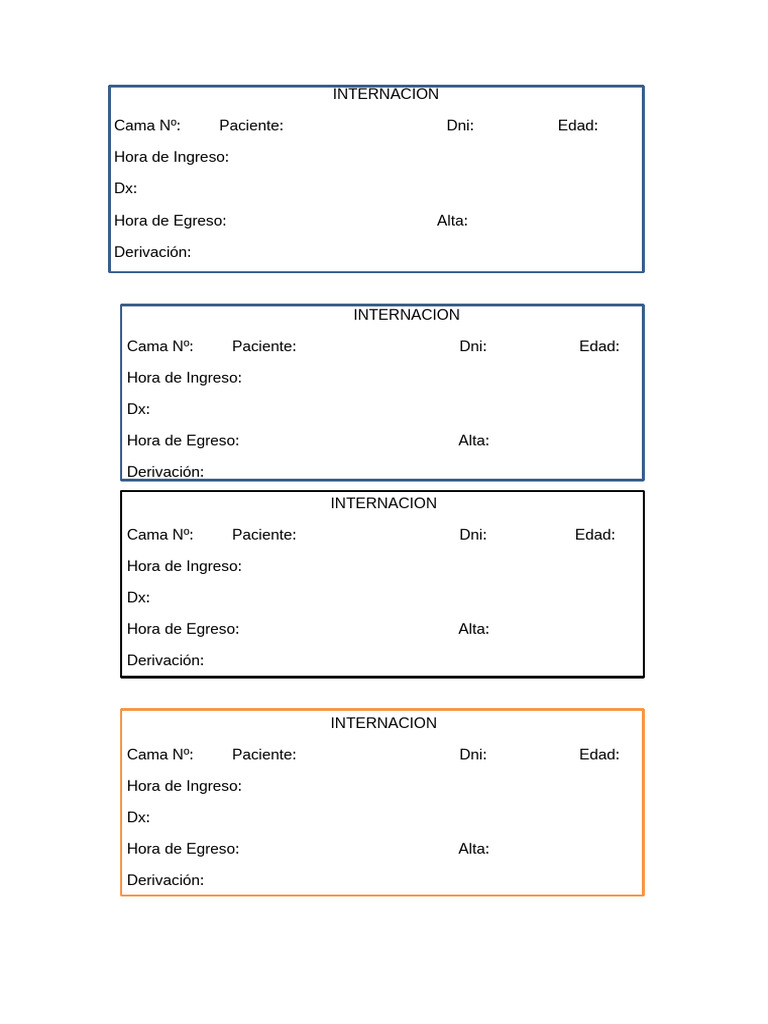 Hoja para Pacientes Internados Parte Diario | PDF