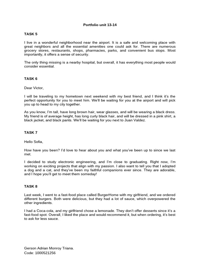 Neighborhood Life and Personal Updates | PDF