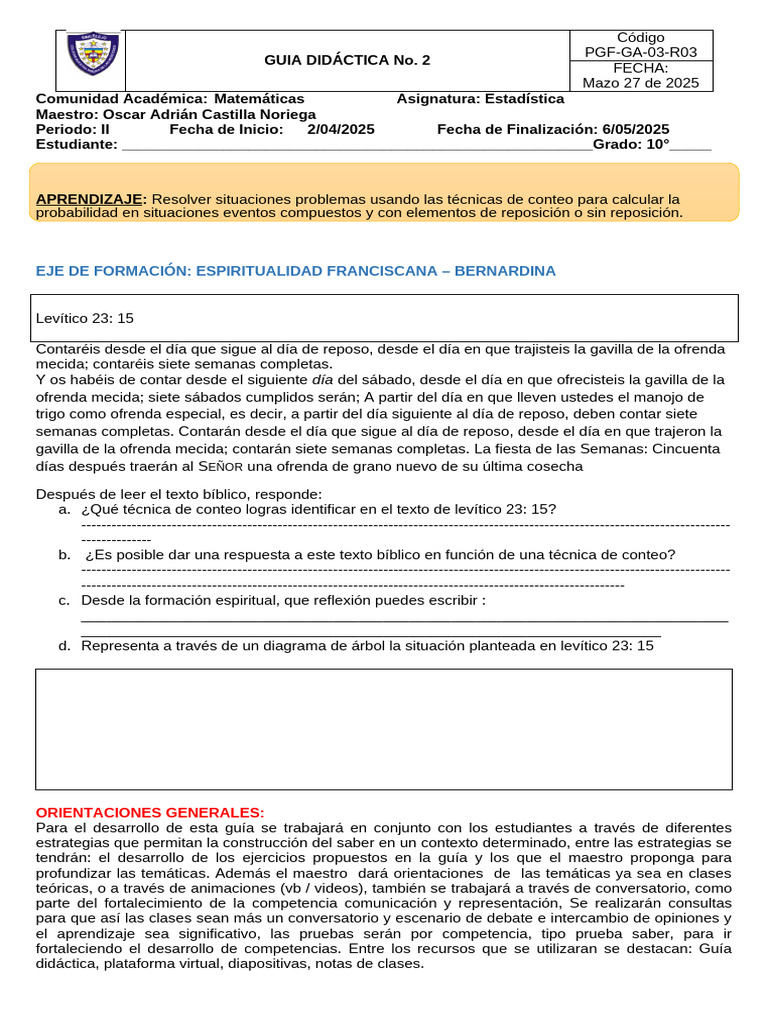 Guía Didáctica 10° 2 Periodo | PDF