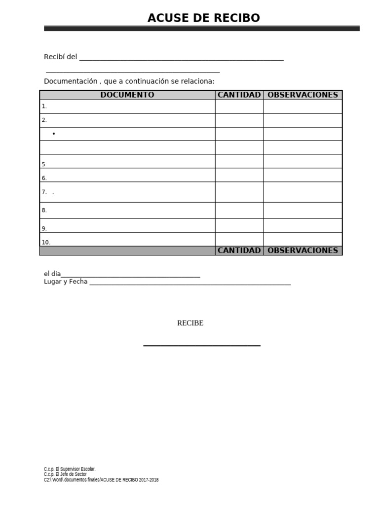 Acuse de Recibo | PDF