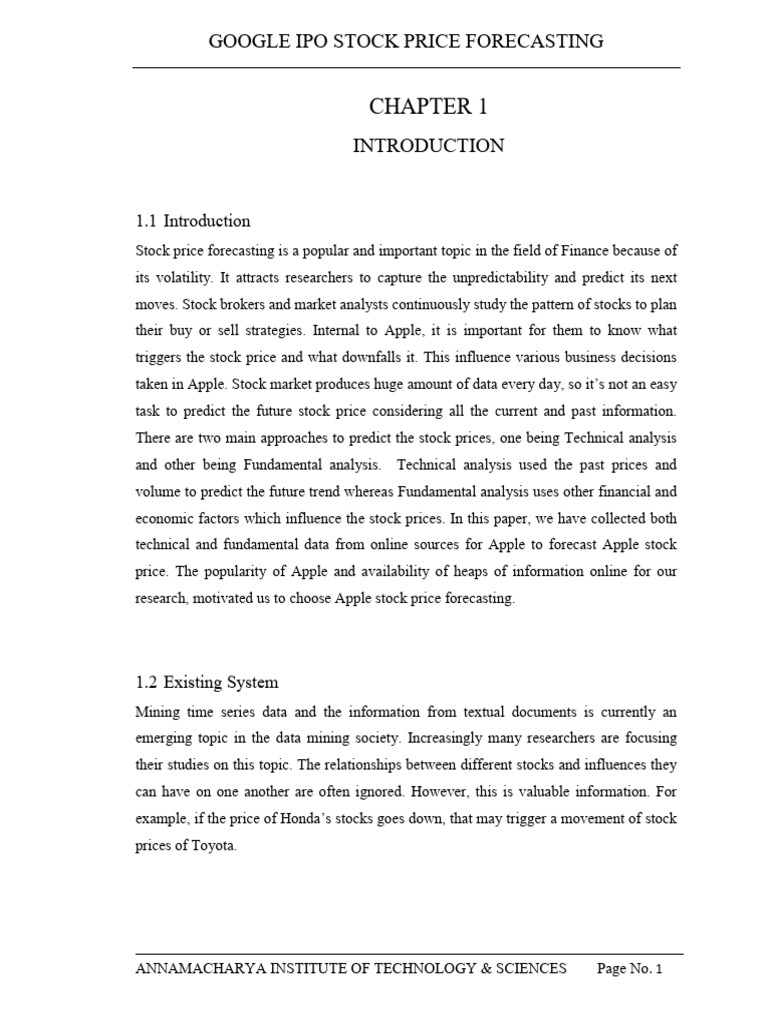 Google Ipo Stock Price Forecasting | PDF