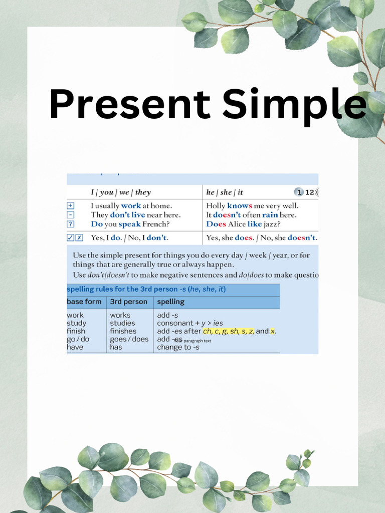 Simple Present and Present Cont | PDF
