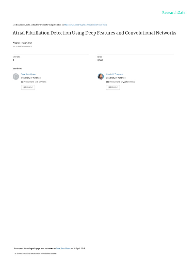 Atrial Fibrillation Detection Using Deep Features | PDF | Electrocardiography | Deep Learning
