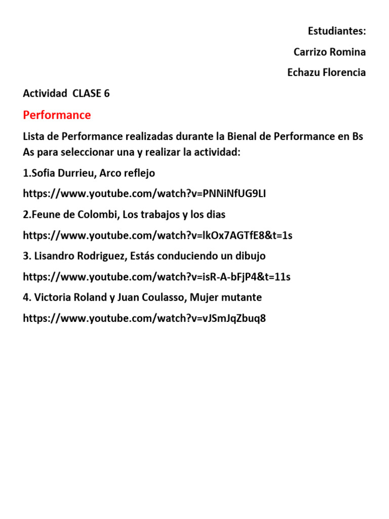 CLASE6 | PDF | Experiencia | Arte de performance