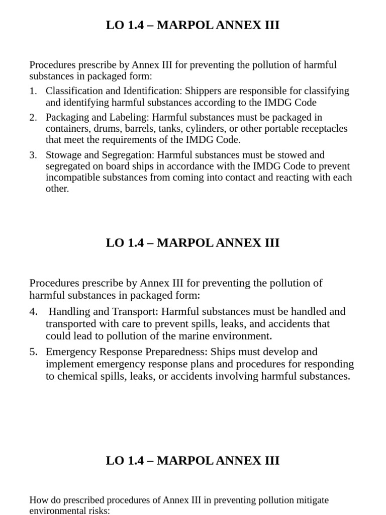 MARPOL Annex III & IV: Pollution Prevention | PDF | Sewage | Water ...