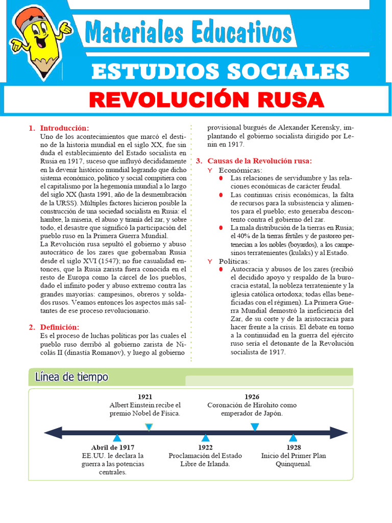 Causas y Etapas de la Revolución Rusa | PDF | Vladimir Lenin ...
