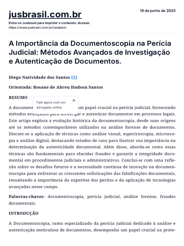 Documentoscopia: Métodos Forenses Avançados | PDF | Autenticação | Science