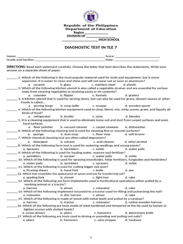 Diagnostic Test - Tle 7 v2 | PDF | Electrical Connector | Fuse (Electrical)