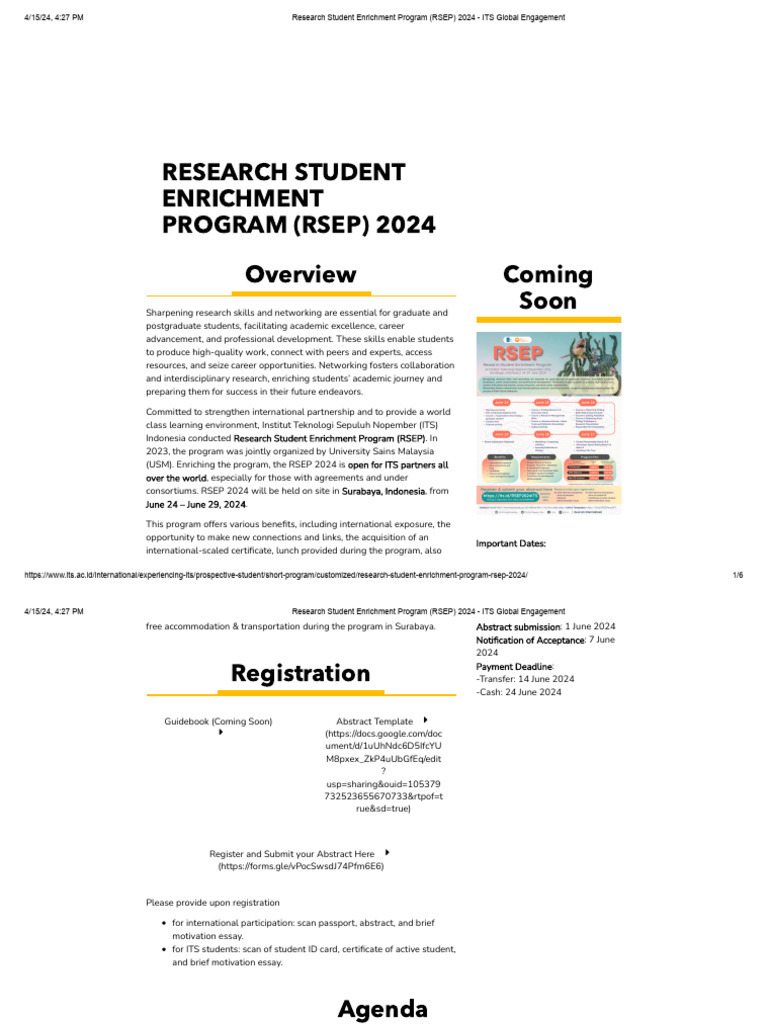 T Enrichment Program (RSEP) 2024 - ITS Global Engagement | PDF